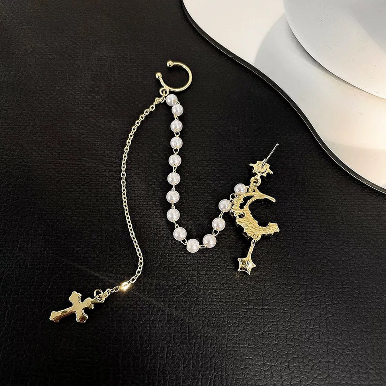 Stunning Crescent Moon Dangle Tassel Ear Wrap Cuffs - Golden Shooting – WithHerNYC