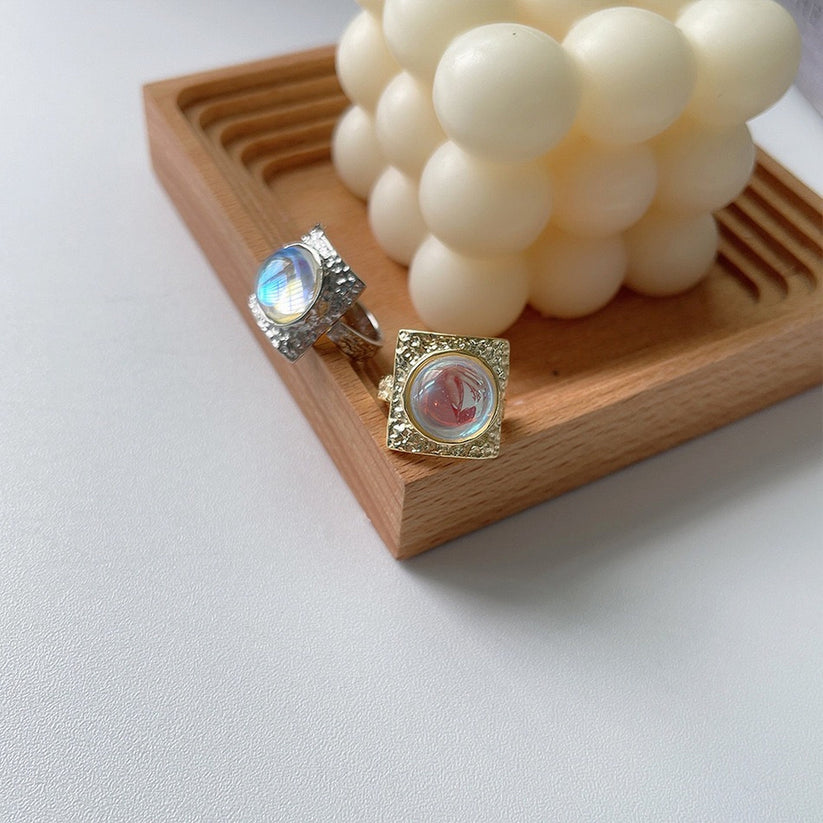 Gothic Moonstone Birthstone Chunky Statement Ring | Large Square Signe ...